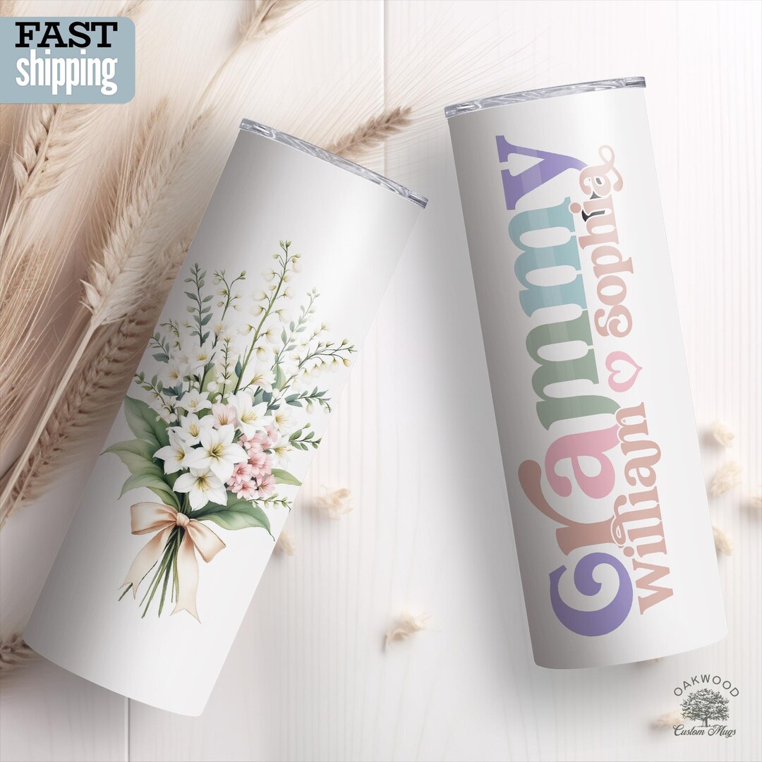 Personalized Grammy Birth Flower Tumbler, Custom Birth Flower Grammy ...