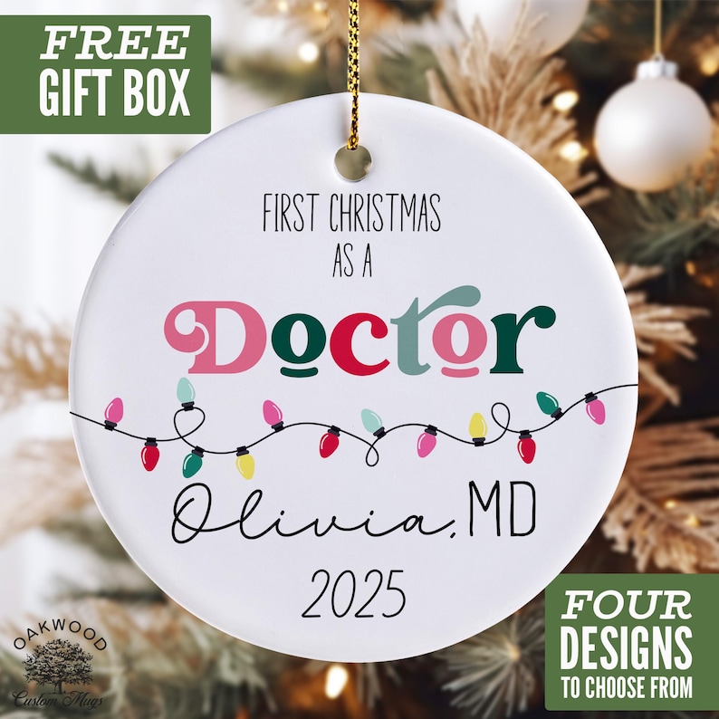 First Christmas as a Doctor Ornament, Custom MD, Personalized ...