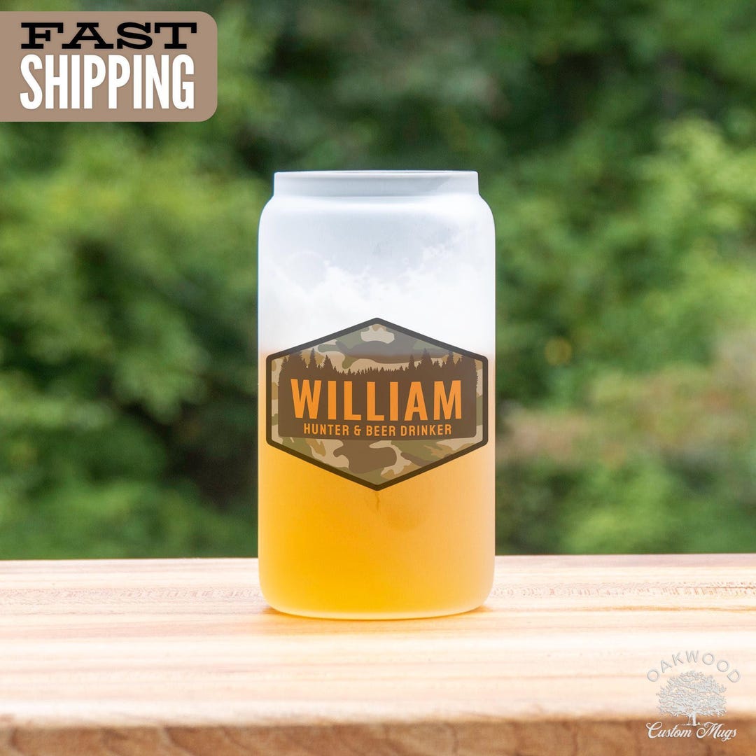 Personalized Beer Glass Can, Custom Beer Pint Glass, Custom Camo Hunt ...