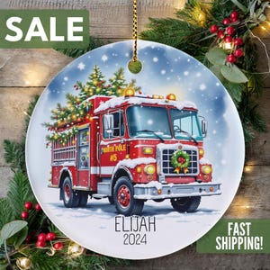 Personalized Firetruck Christmas Ornament 2024, Fire Truck Ornament ...