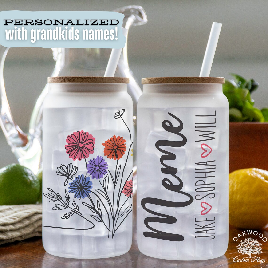 Personalized Meme Frosted Glass With Grandkids Names, Custom Meme ...