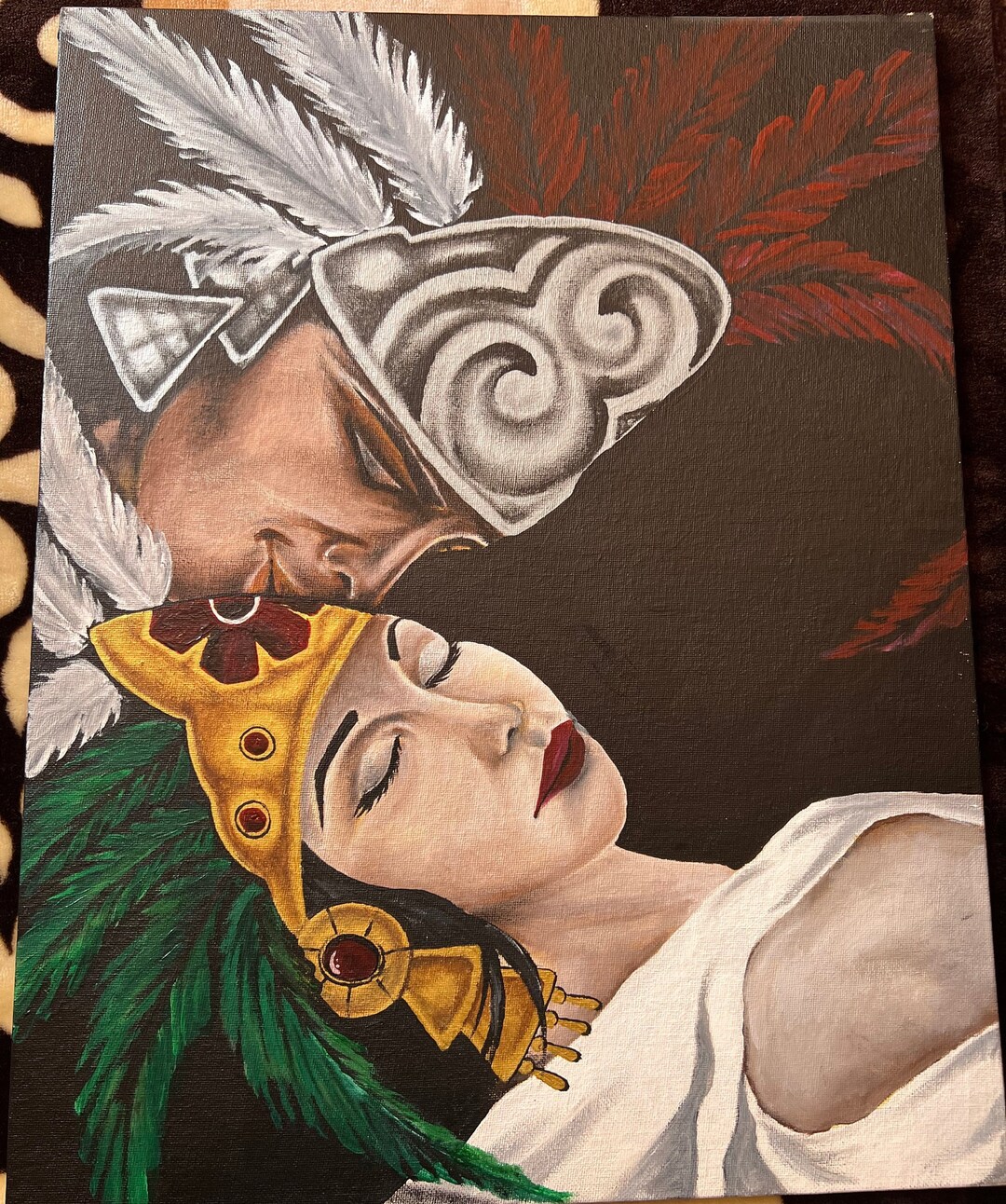 Aztec Couple Illustration hand Painted - Etsy