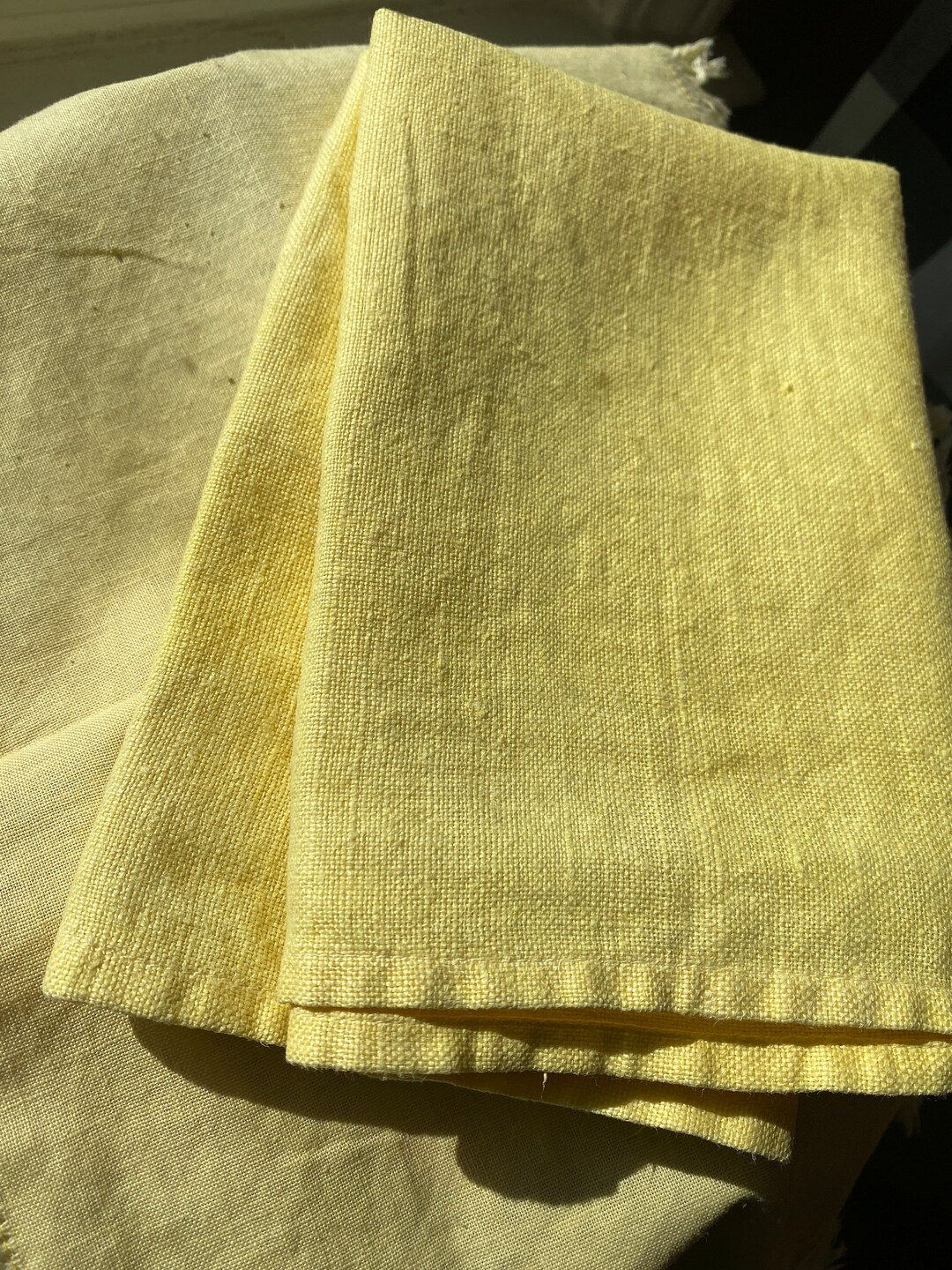 2pc Vintage Beautiful Butter Yellow Linen Napkins - Etsy