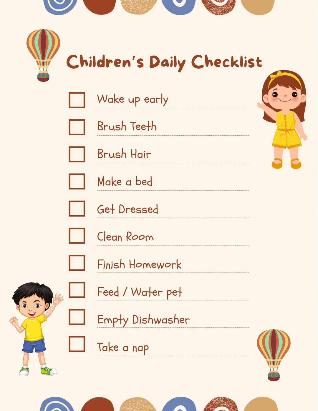 Children’s Daily Checklist - Etsy