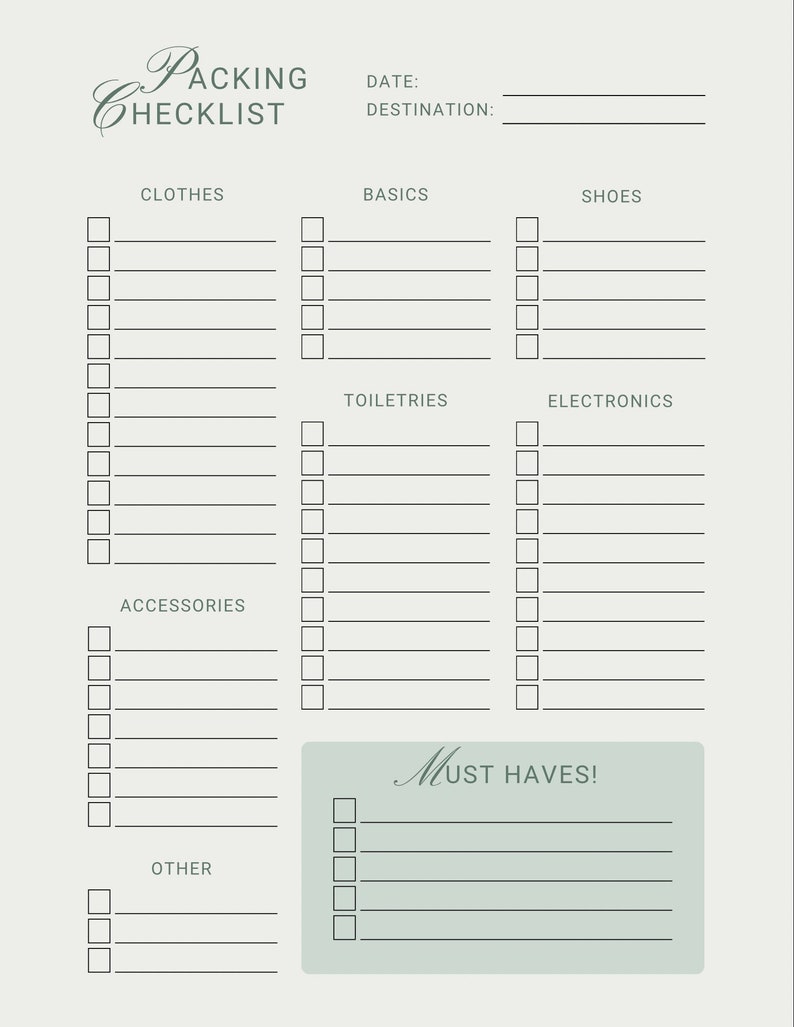 Packing Checklist - Etsy