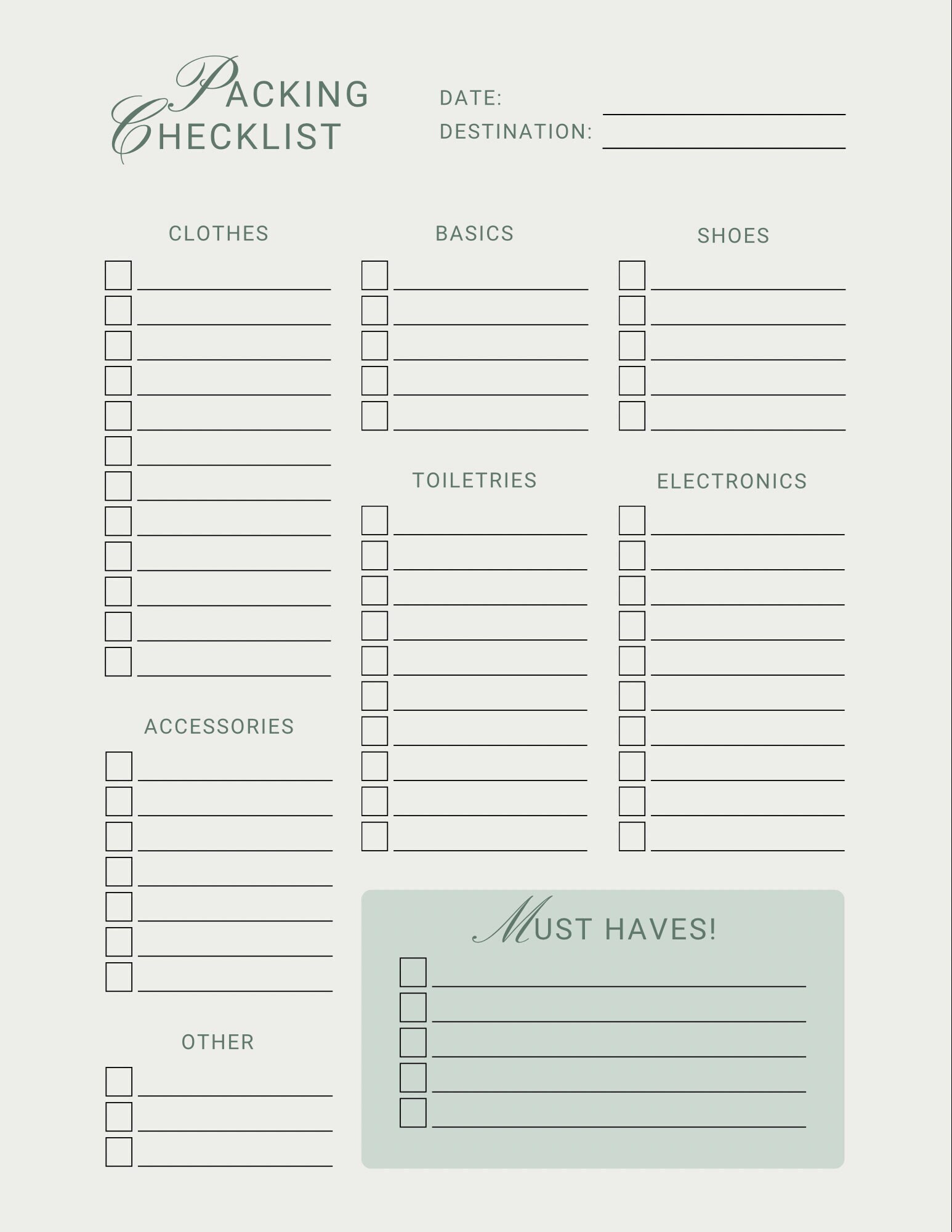 Packing Checklist - Etsy