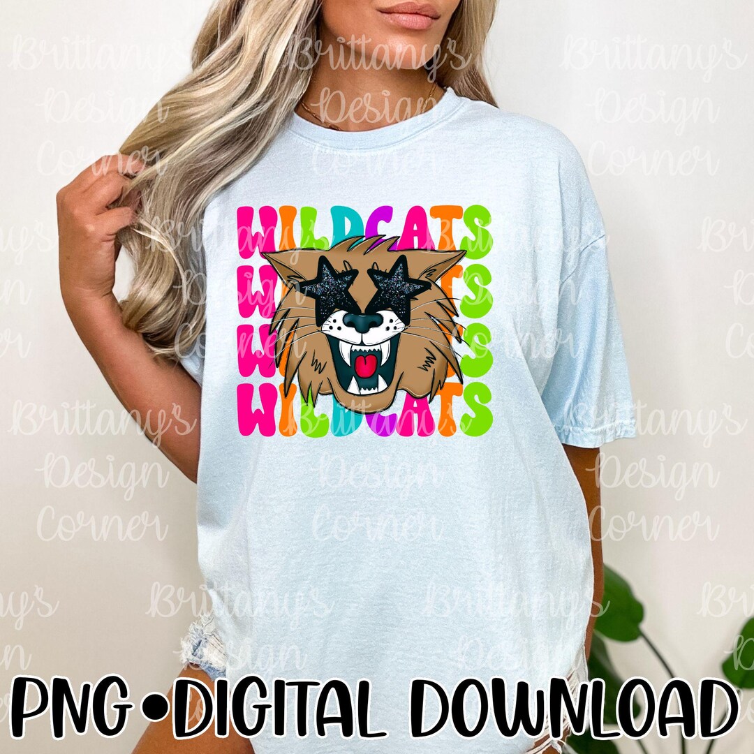 Wildcats Colorful Stacked Mascot Png, Wildcat With Star Eyes Png ...