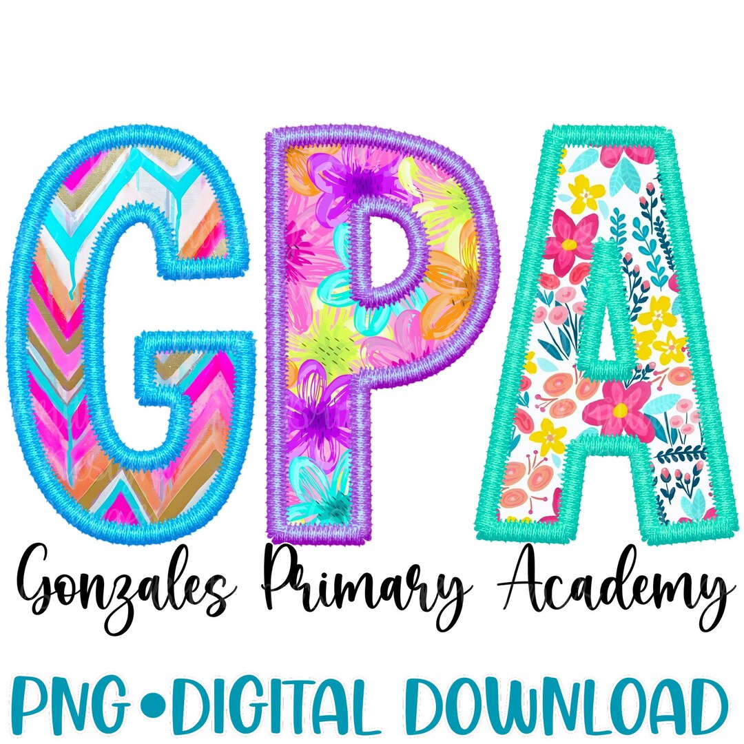 Gpa Png, Faux Embroidery Letters, Sublimation File, Instant Download ...