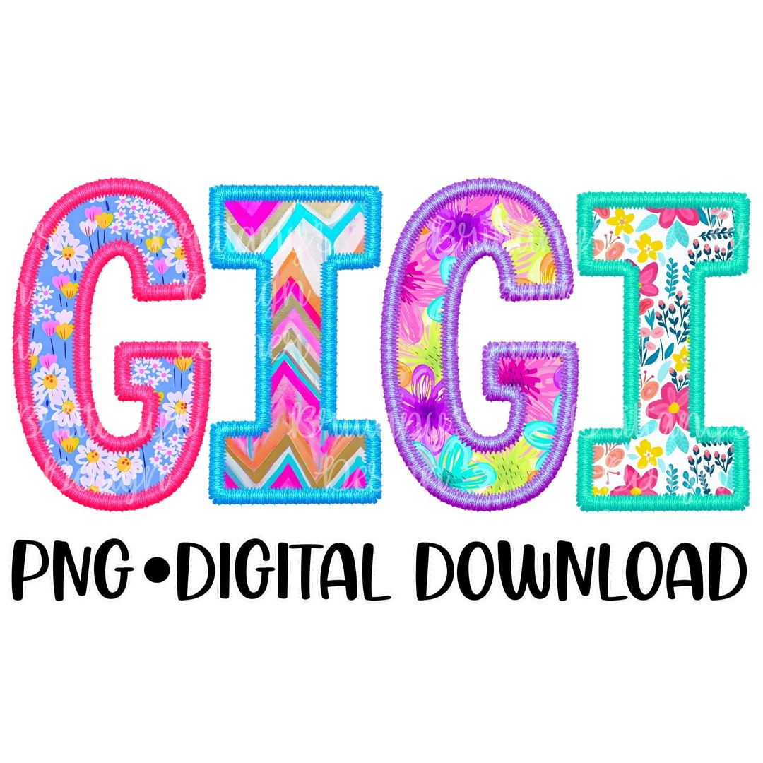 Gigi Png, Faux Embroidery, Png, Instant Download, Digital Download ...