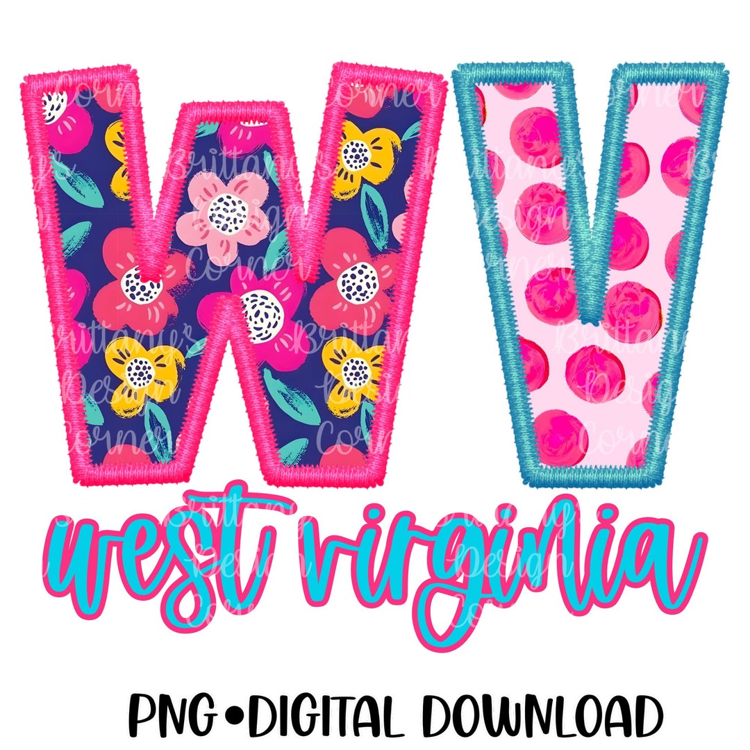 West Virginia Png, Wv Faux Embroidery Spring Png, Sublimation, Instant ...