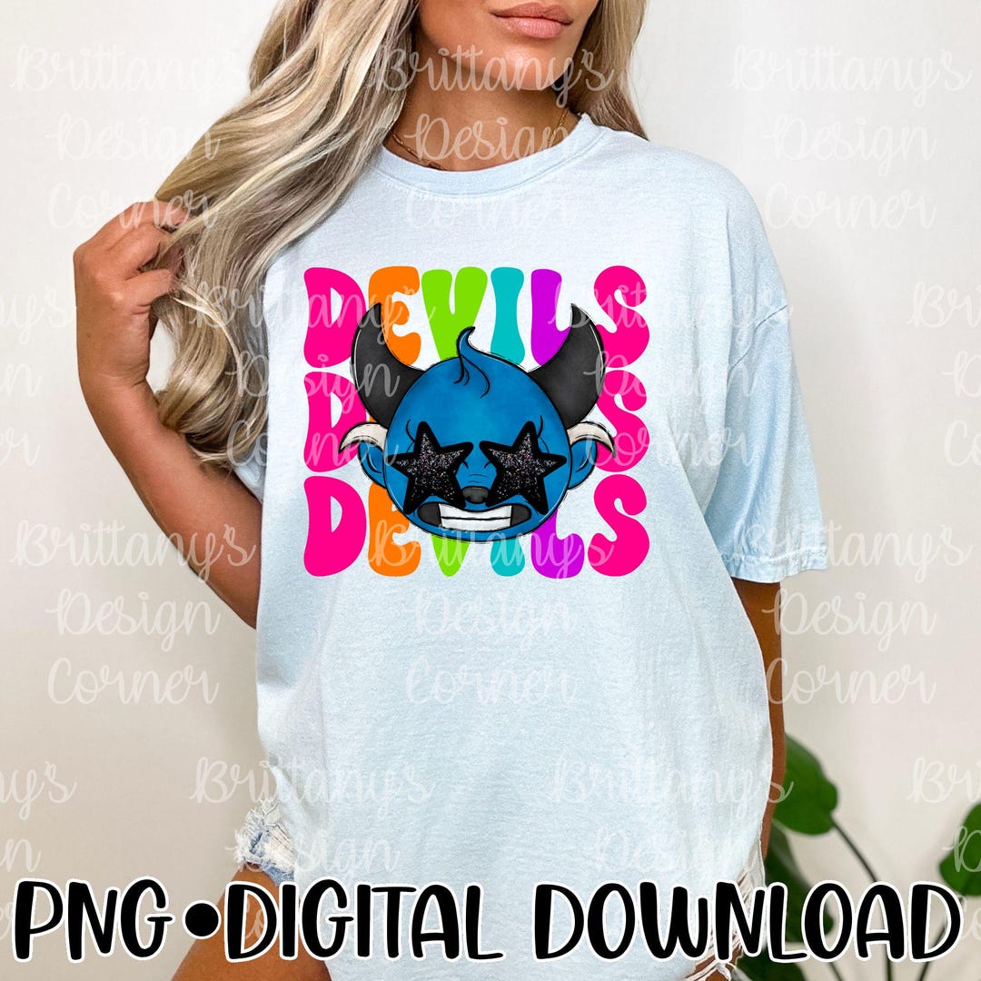 Devils Colorful Stacked Mascot Png, Bluedevils With Star Eyes Png ...