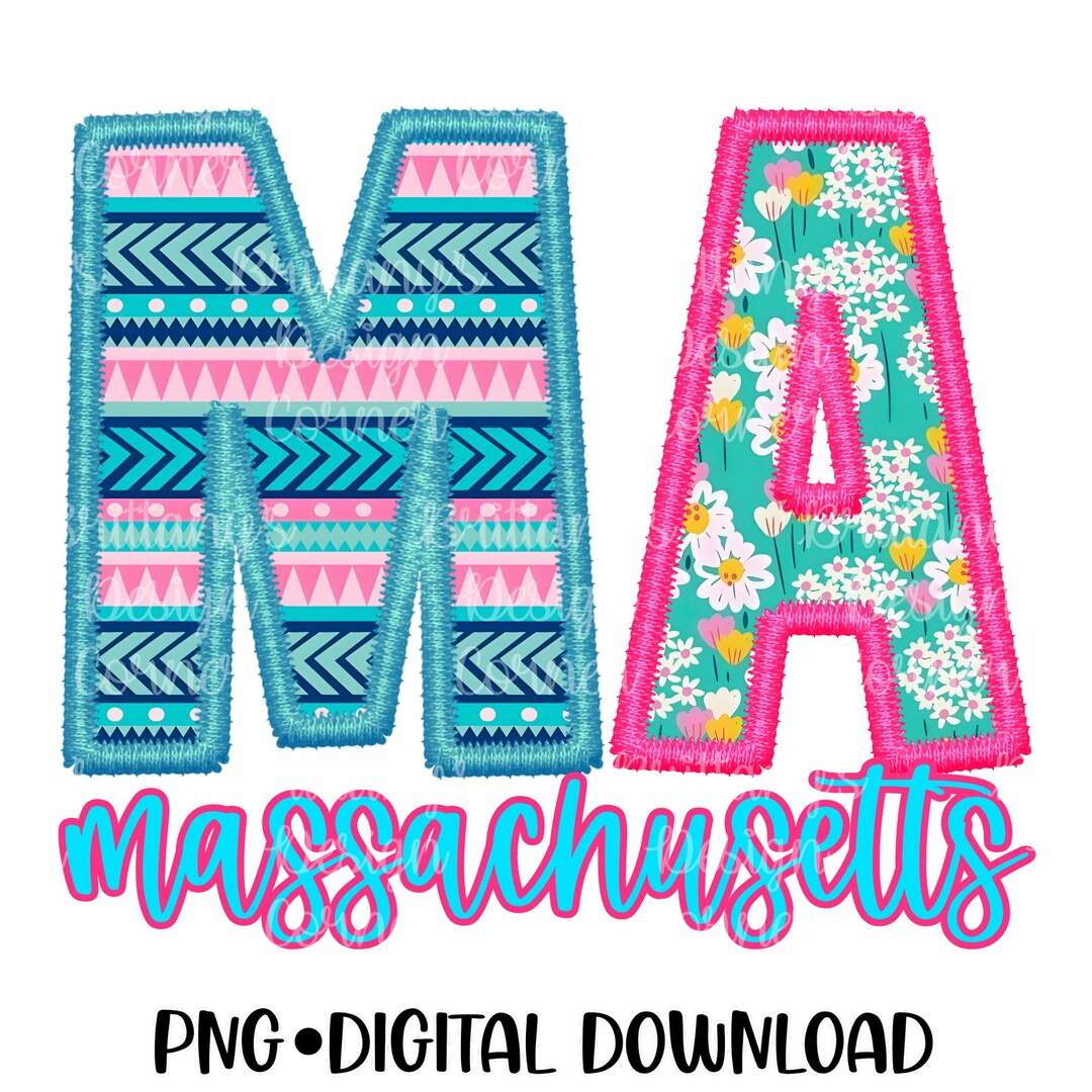 Massachusetts Png, Ma Png Faux Embroidery Spring Png, Sublimation ...