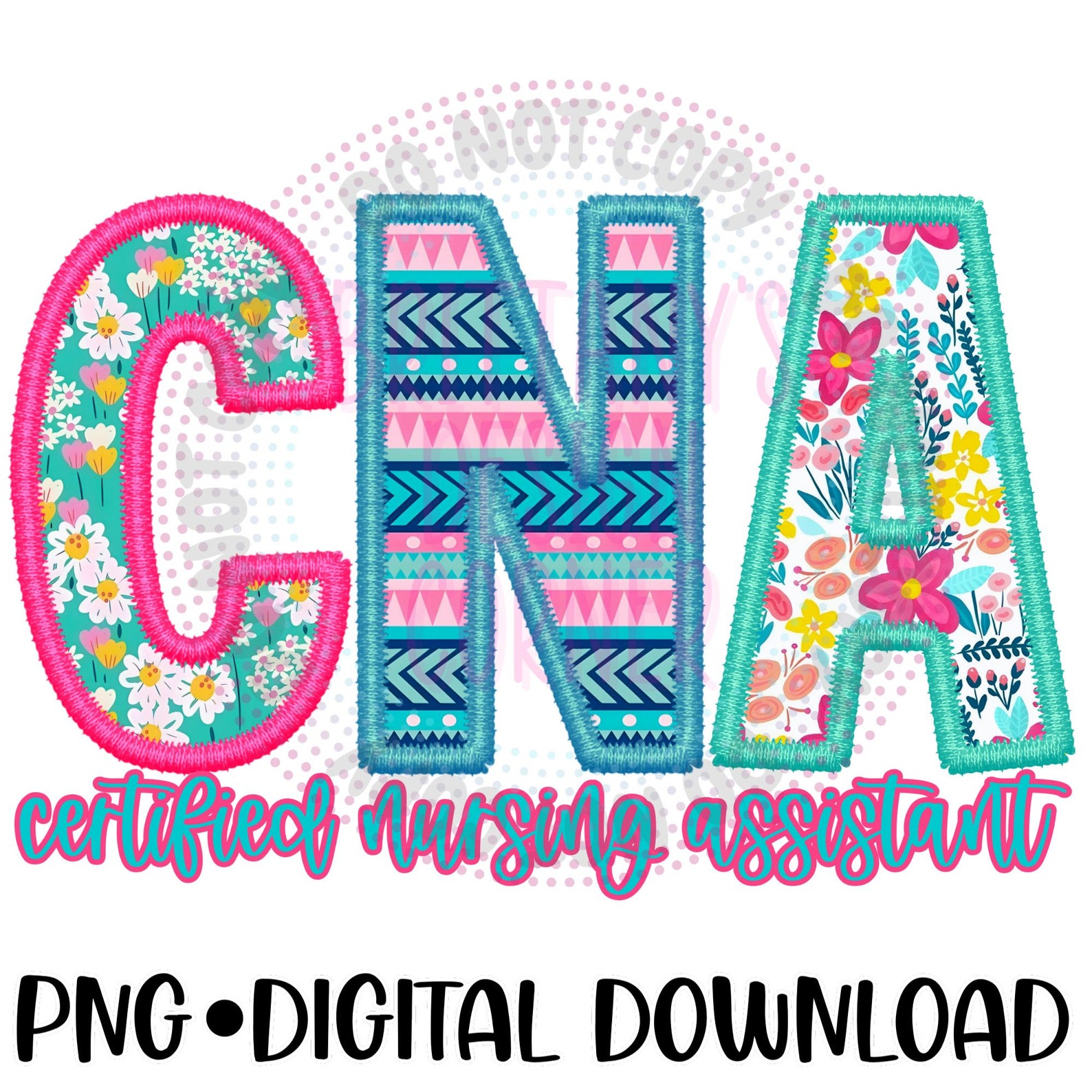 Cna Faux Embroidery Spring Png, Cna Png, Sublimation, Instant Download ...