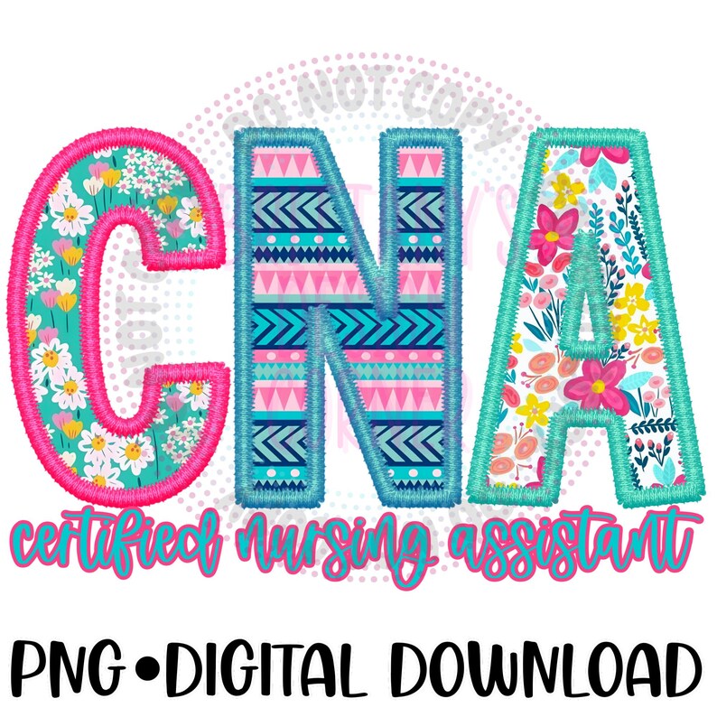 Cna Faux Embroidery Spring Png, Cna Png, Sublimation, Instant Download ...