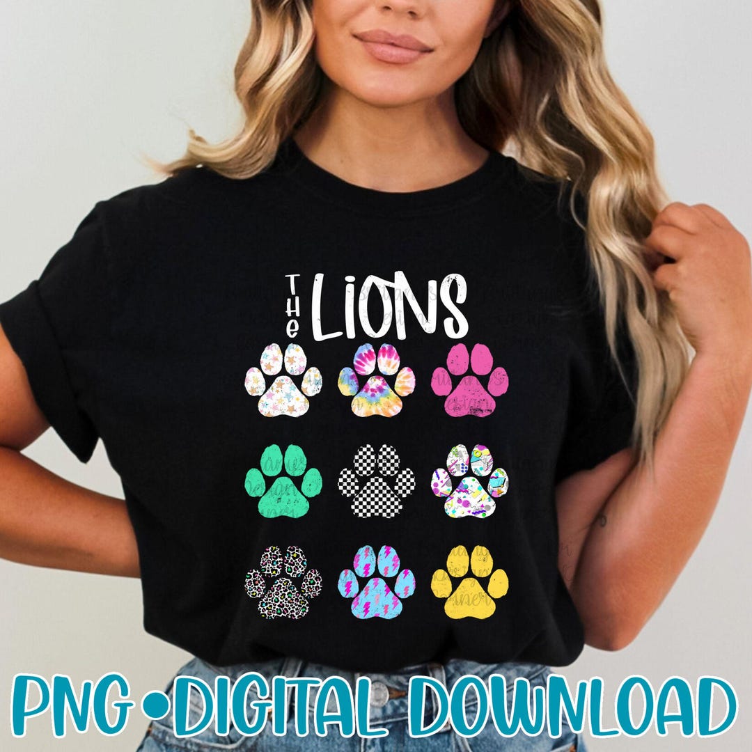 Paw Prints Lions Mascot Png, Lions Png, School Mascots Png, Sublimation ...