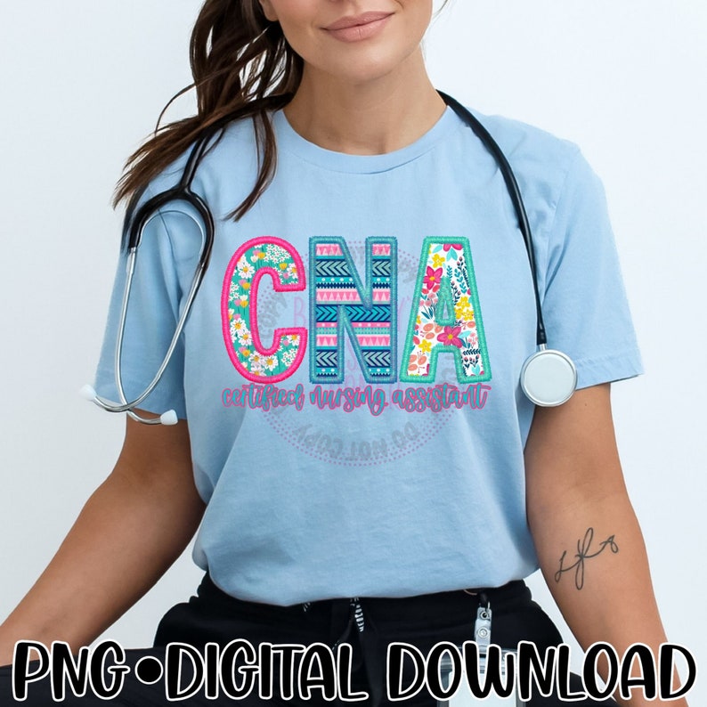 Cna Faux Embroidery Spring Png, Cna Png, Sublimation, Instant Download ...
