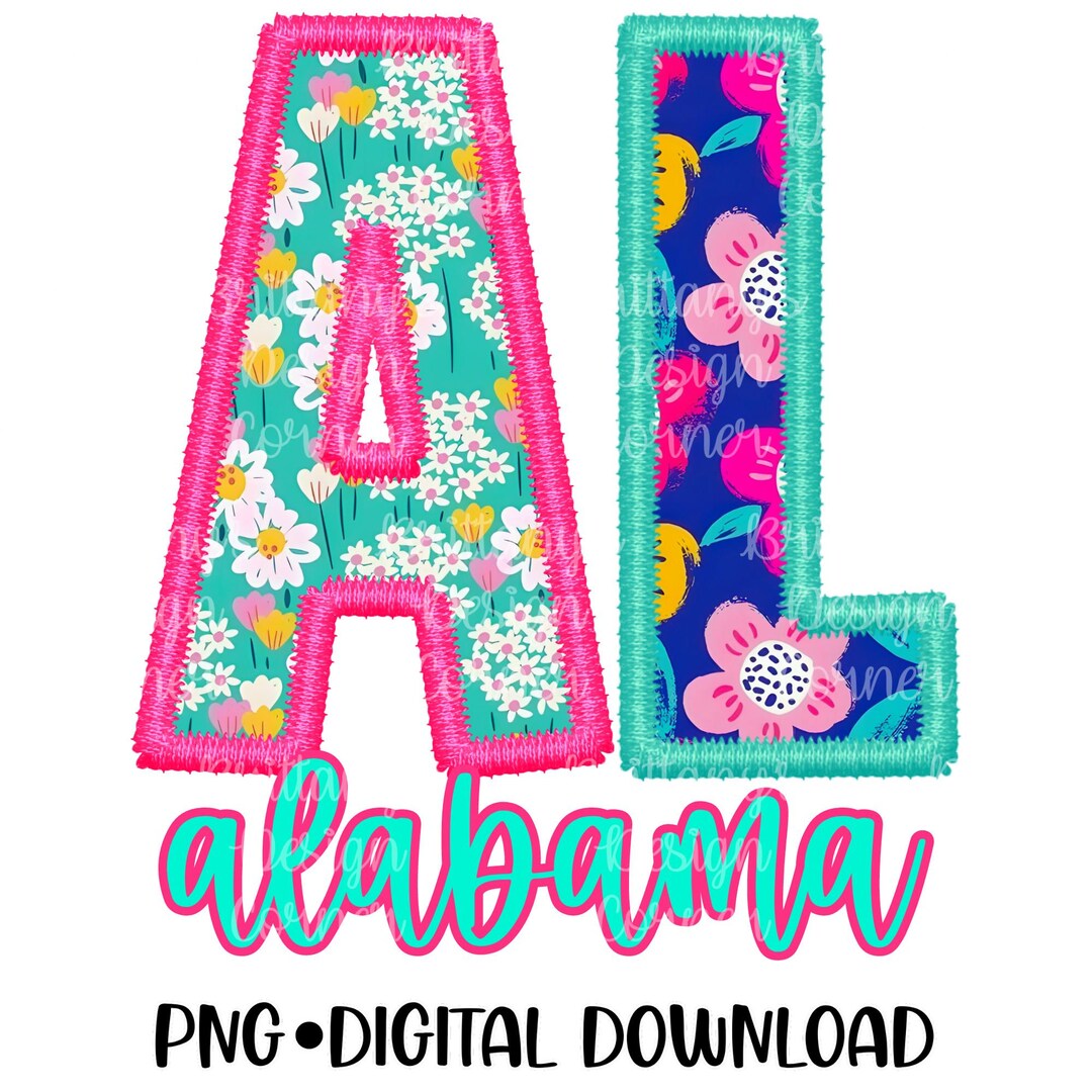 Alabama Png, Al Png Faux Embroidery Spring Png, Rn Png, Sublimation ...