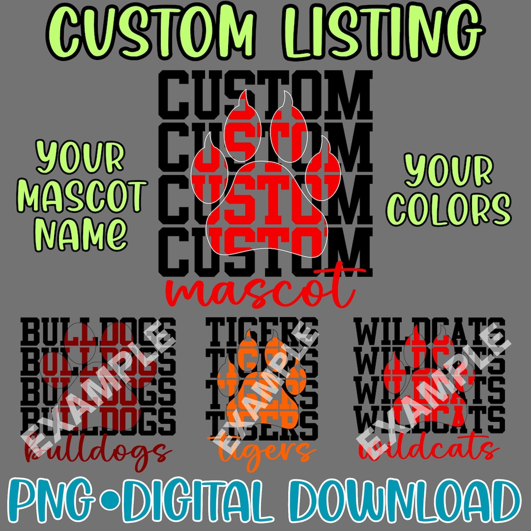 CUSTOM Stacked Mascot With Paw Print PNG File, Trending Png ...