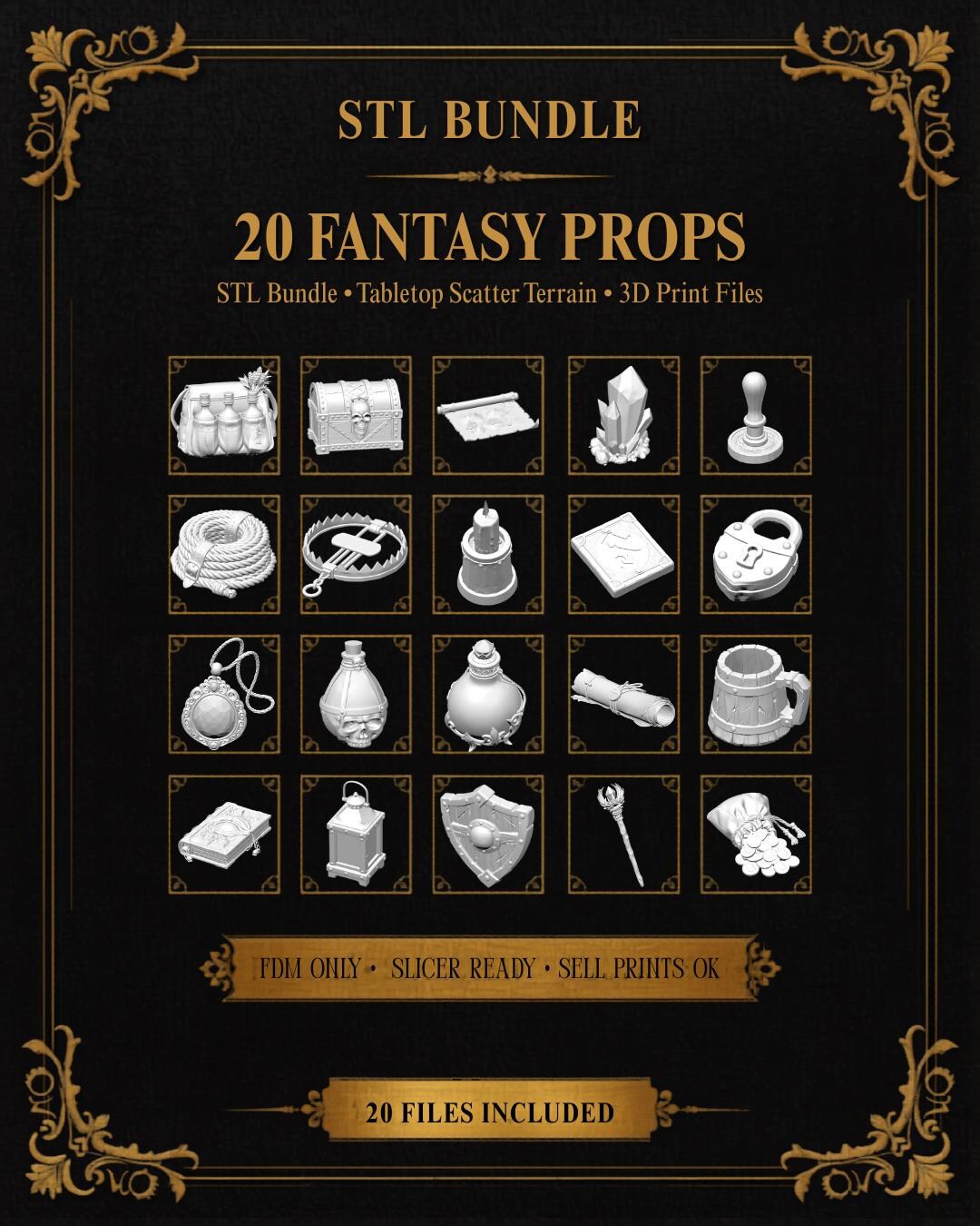 20 Fantasy Prop STL Bundle | D&D Scatter Terrain 3D Print Files ...