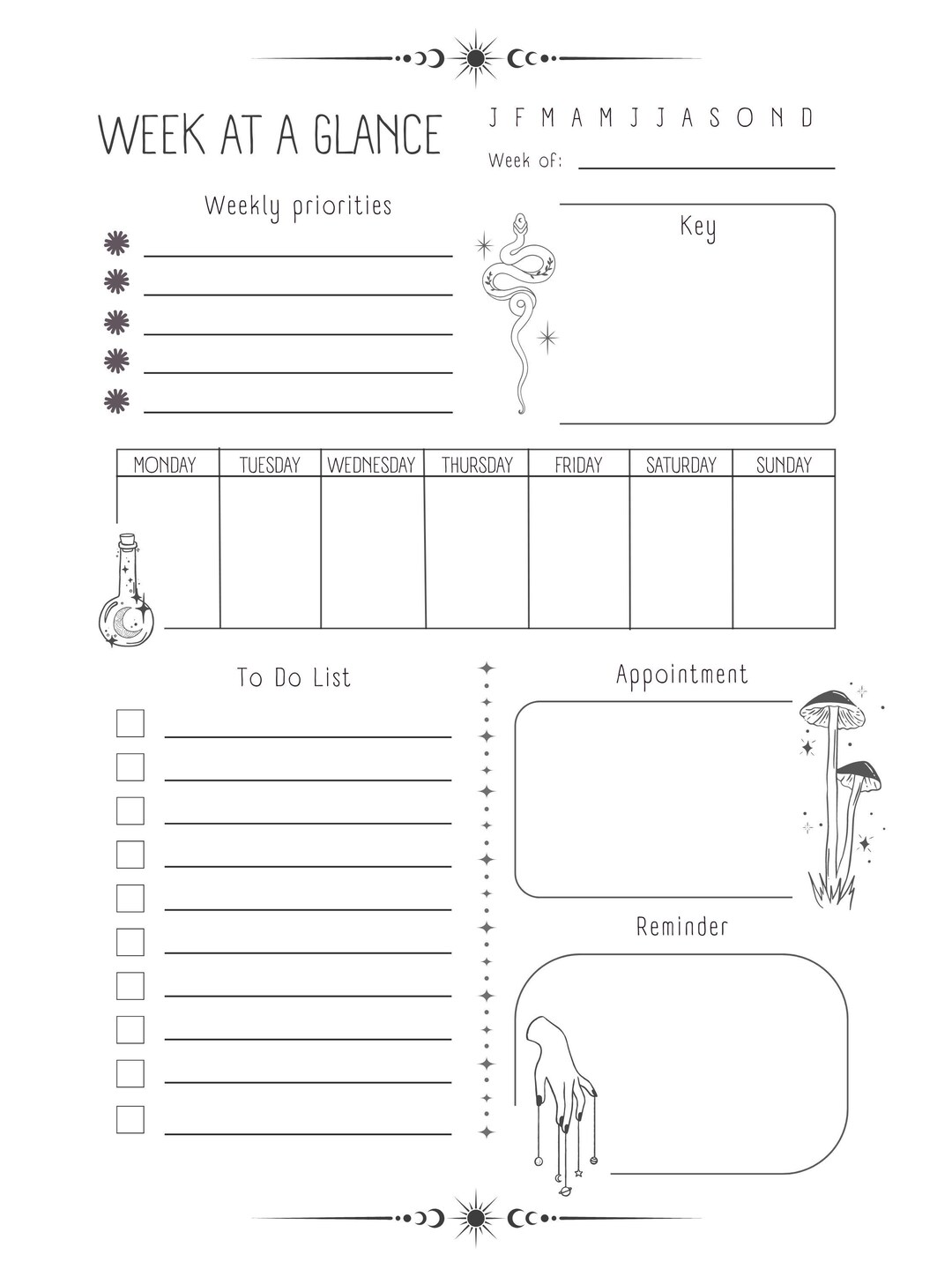 Witchy Bullet Journal Templates - Etsy