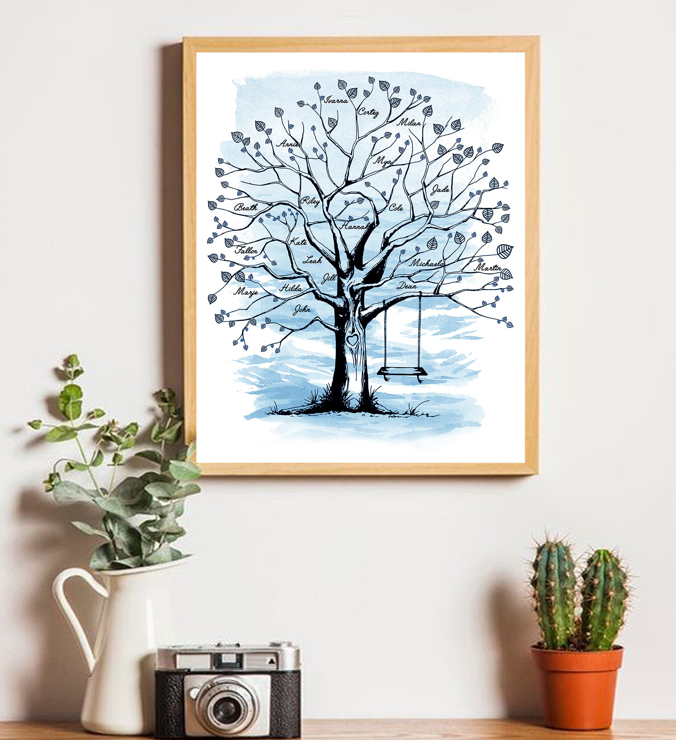 Family Tree Wall Decor, Custom Family Tree Print, Personalised Family ...