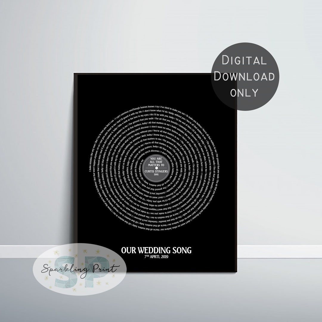 Custom Song Lyrics Print, Song Lyrics Wall Art, Custom Lyric Print ...