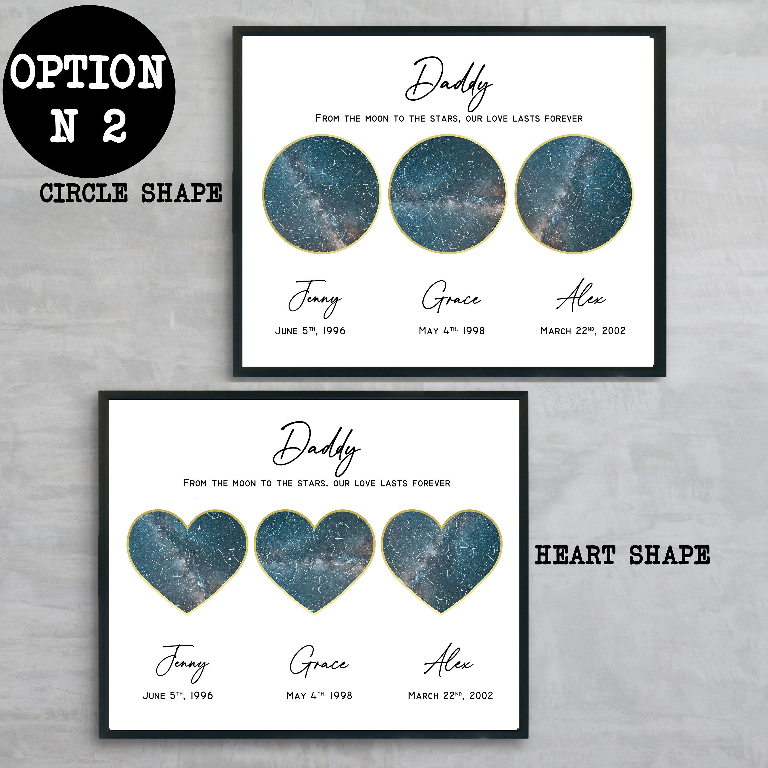 Custom Star Map Night Sky 3 Maps Father's Day Dad Daddy - Etsy