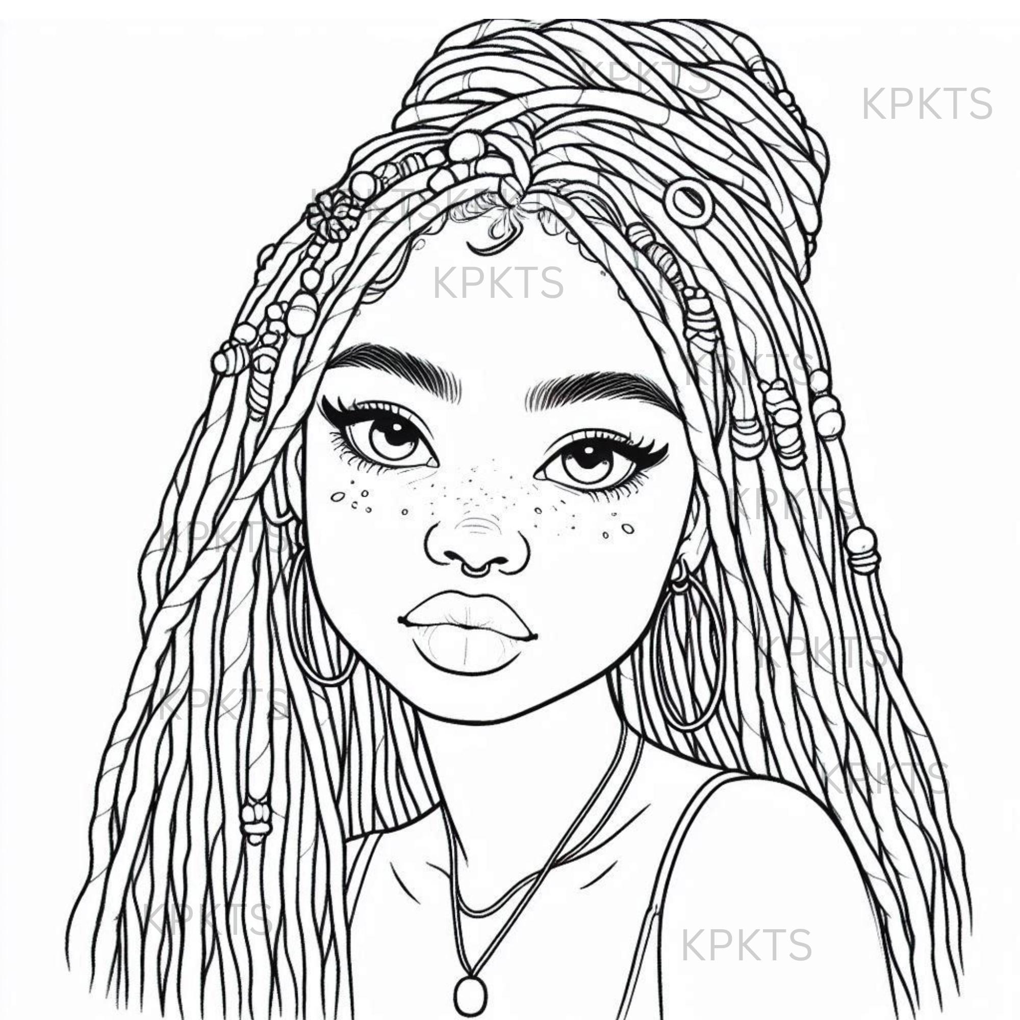 Boho Girl Coloring Page Instant Download - Etsy