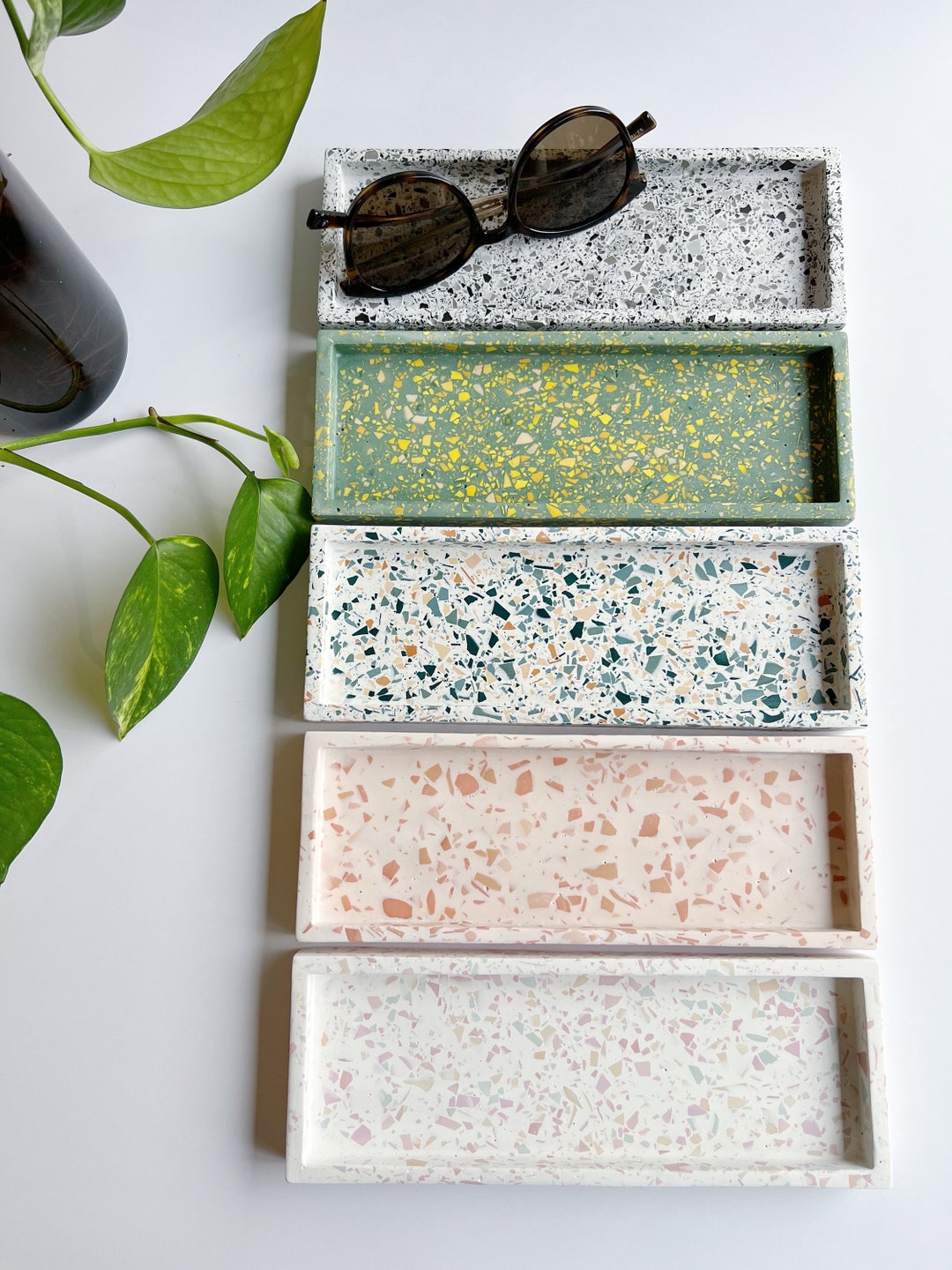 RECTANGLE TRAY TERRAZZO Long Skin / Hair / Face Care Tray - Etsy