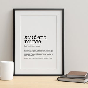 Student Nurse Definition Print | Student Nurse Gift | Nursing School ...
