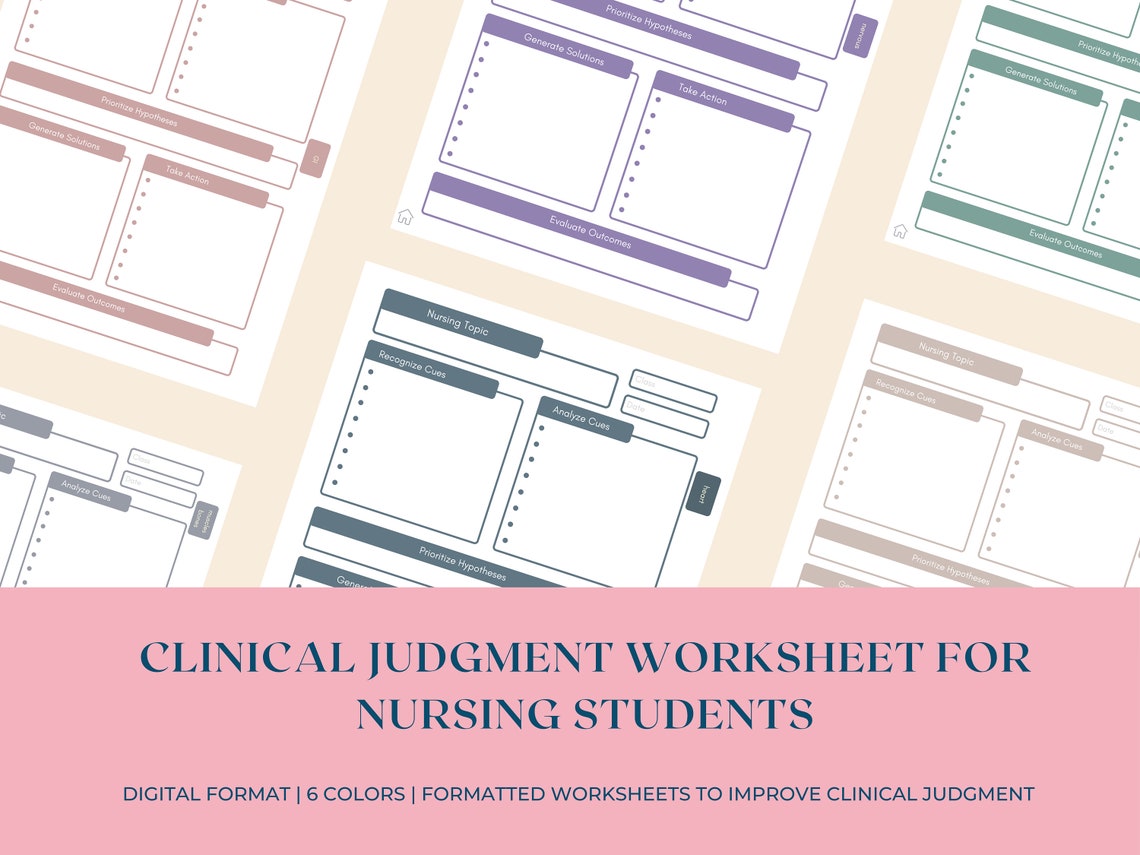 Digital Nursing School Clinical Judgment Worksheets for Nursing ...