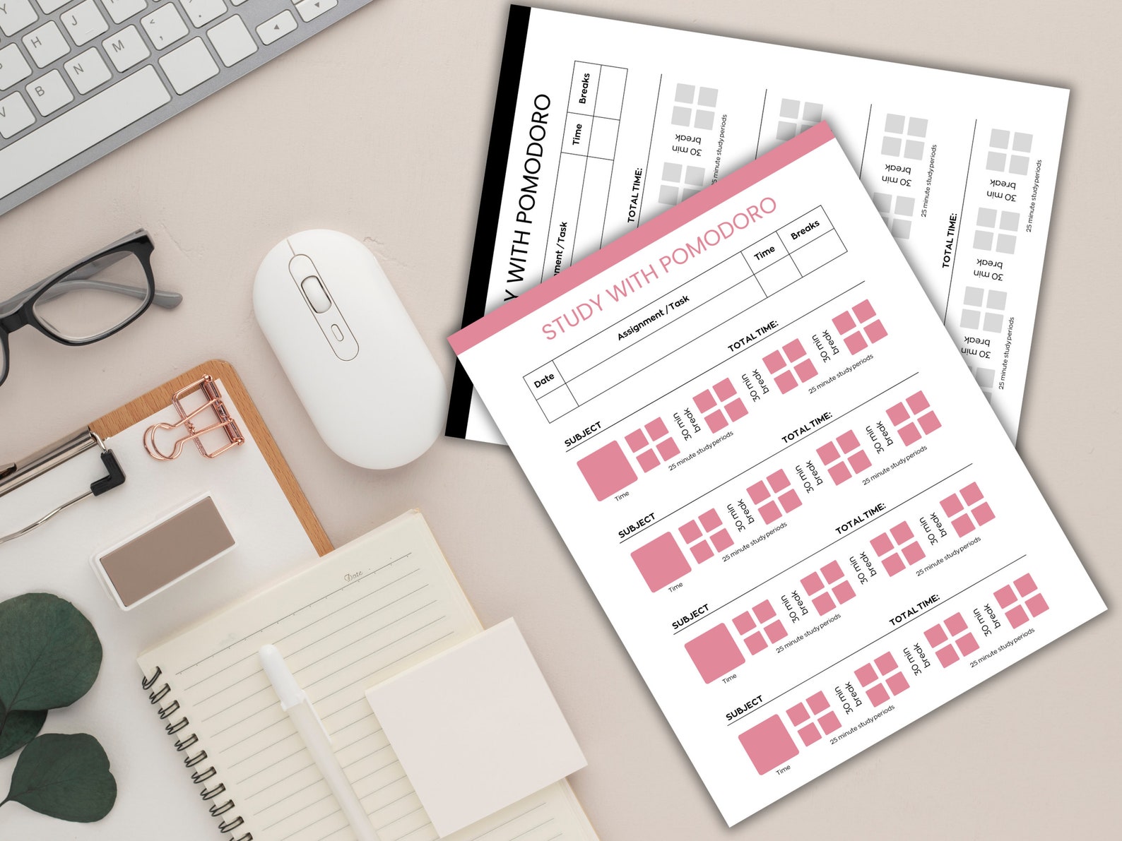 Pomodoro Study Note Template Worksheet | Digital Printable PDF | 7 ...