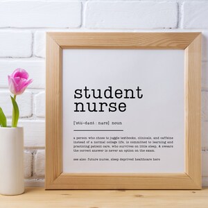 Student Nurse Definition Print | Student Nurse Gift | Nursing School ...