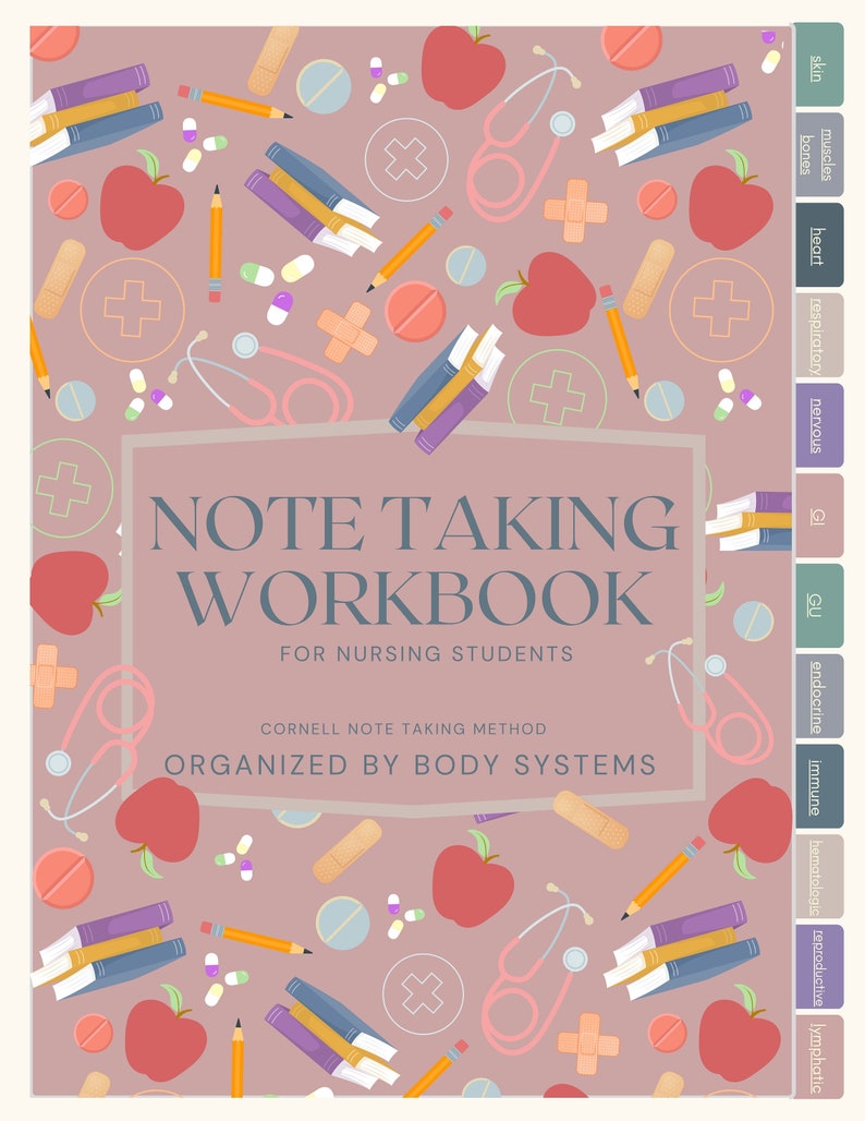 Digital Nursing School Student Notetaking Workbook | 130+ Pages ...