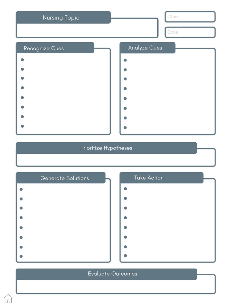 Digital Nursing Clinical Judgment Worksheet gray, Blue, and Pink Color ...