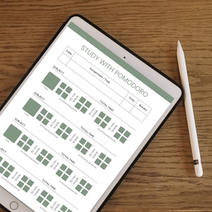 Pomodoro Study Note Template Worksheet | Digital Printable PDF | 7 ...