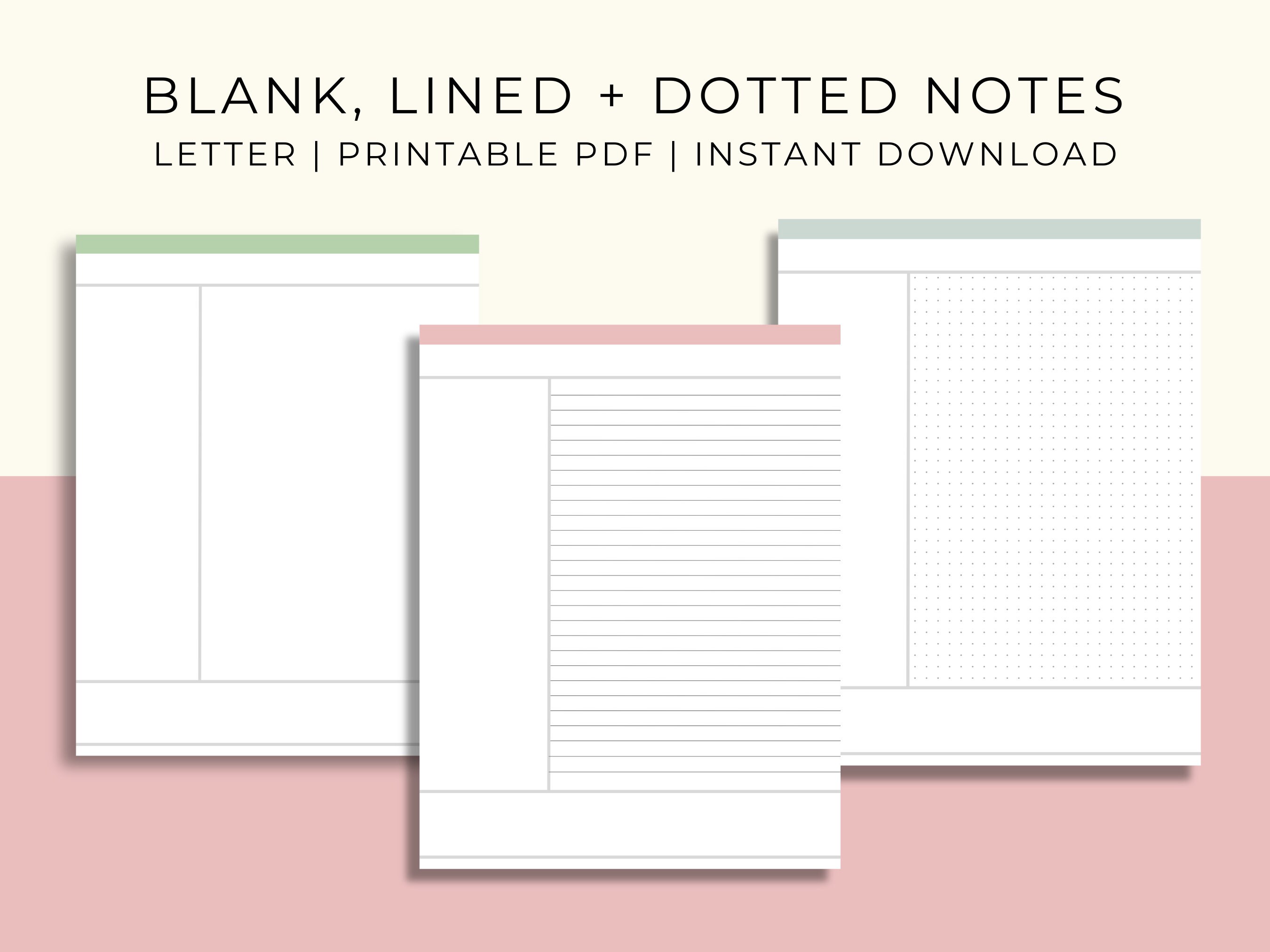 Cornell Notes Template | Printable | PDF Instant Download | Lined Note ...