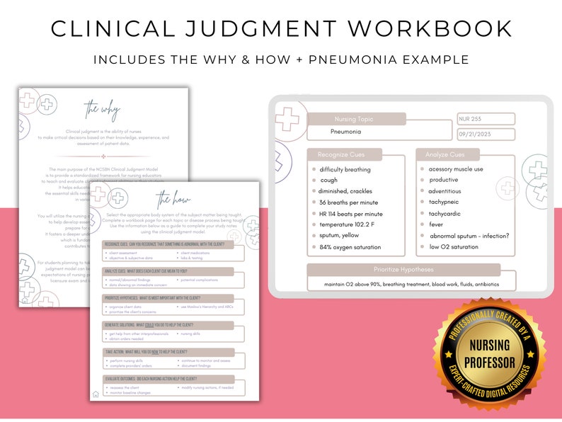 Nursing School Student Digital Clinical Judgment Workbook | 130+ Pages ...