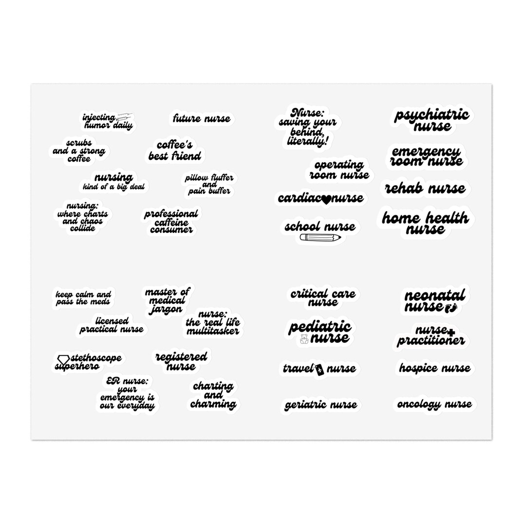 Nursing Sticker Sheet for Nurses With Sassy Statements and Nurse Roles ...