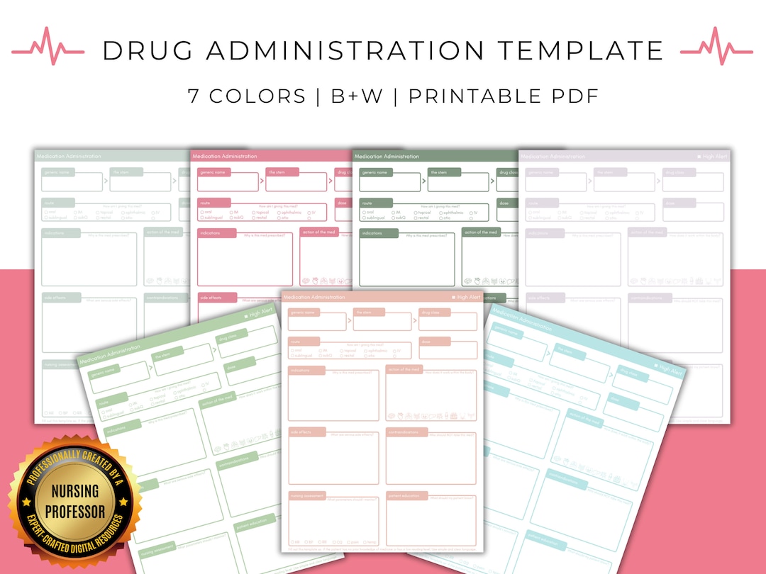 Pharmacology Drug Template for Nursing Students | Medication Template ...