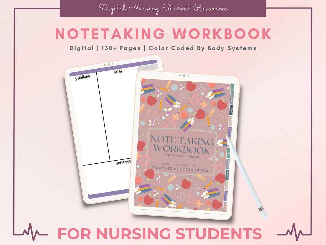 Digital Nursing School Student Notetaking Workbook | 130+ Pages ...