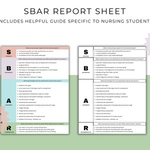 Nursing School SBAR Sheet | Med Surg Nurse Report | Clinical Simulation ...