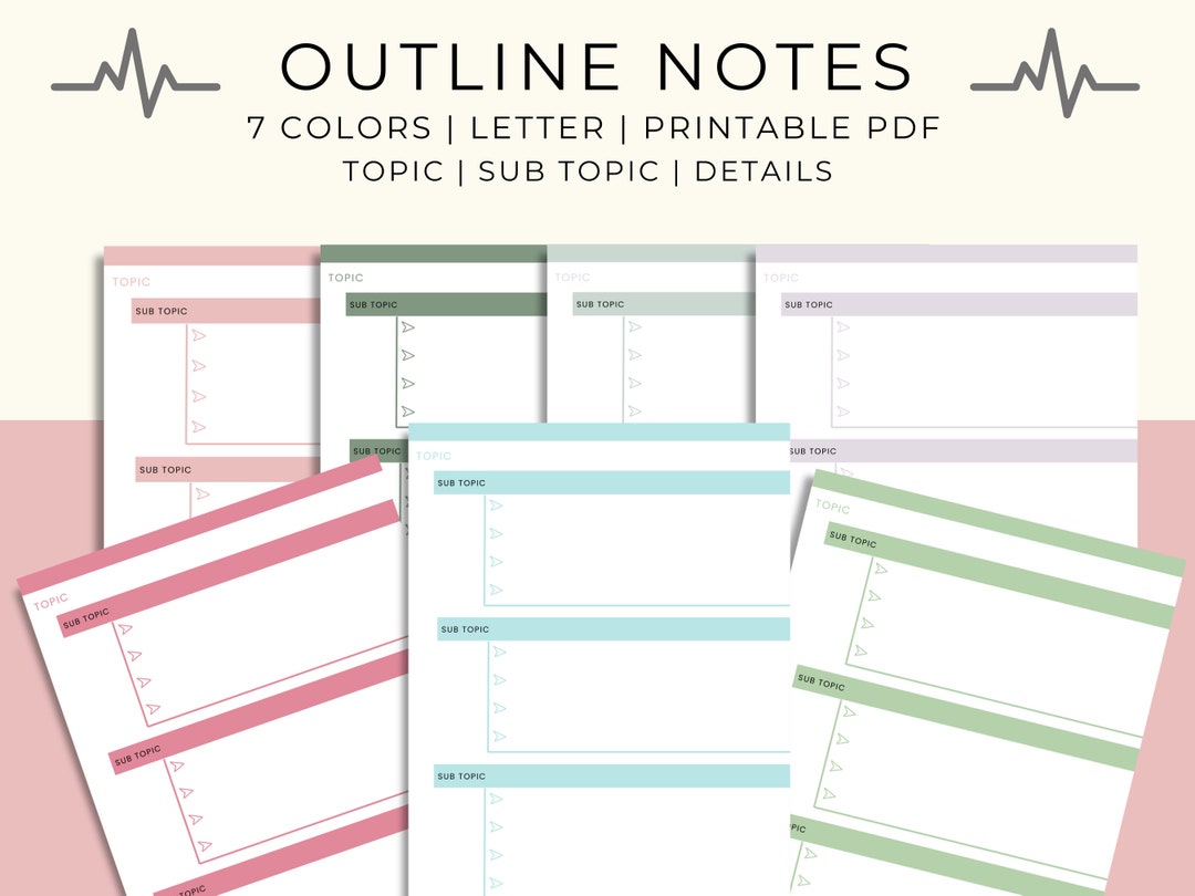 Outline Notes Template | Printable | PDF Instant Download | Lined Note ...