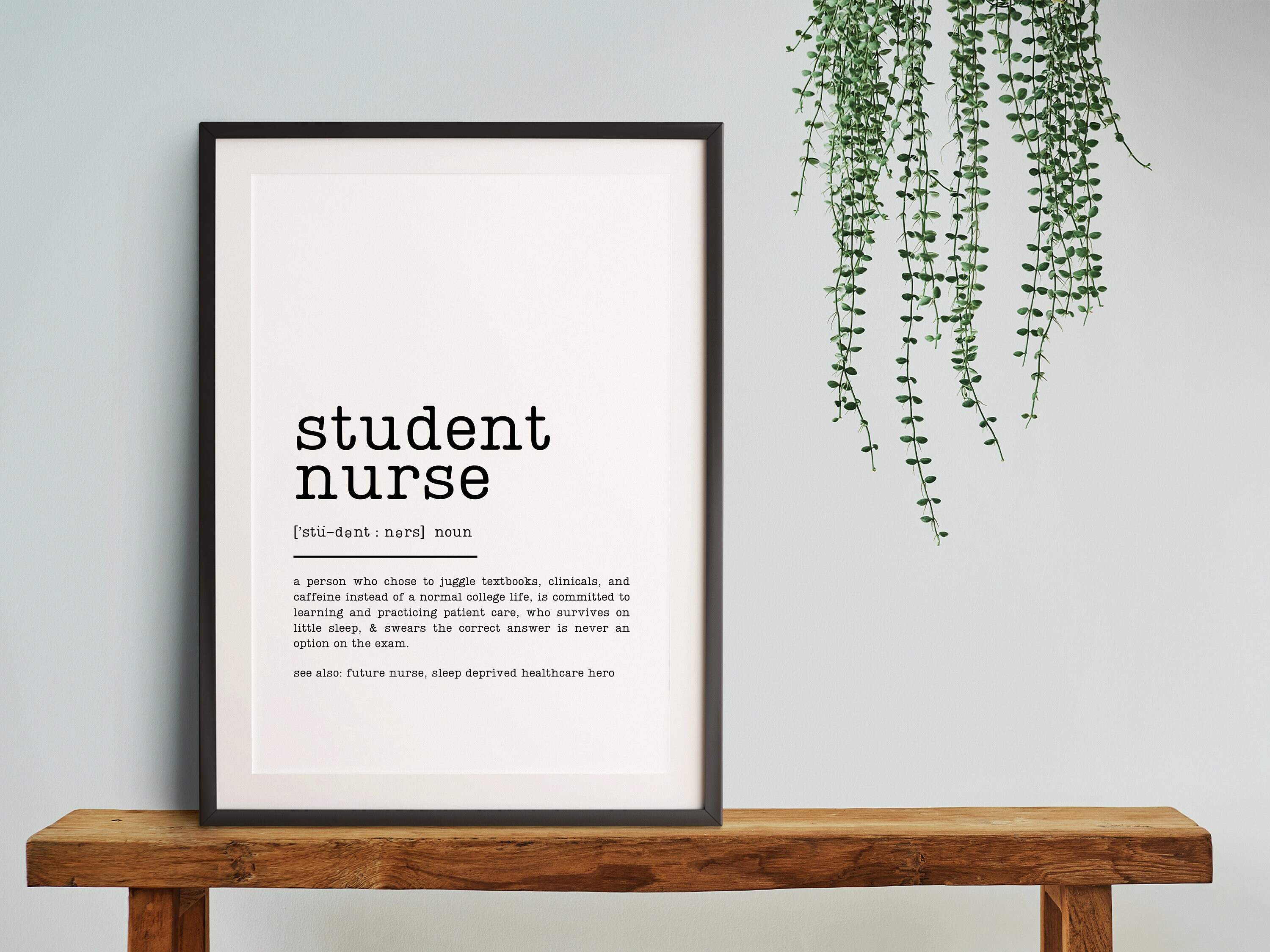 Student Nurse Definition Print | Student Nurse Gift | Nursing School ...