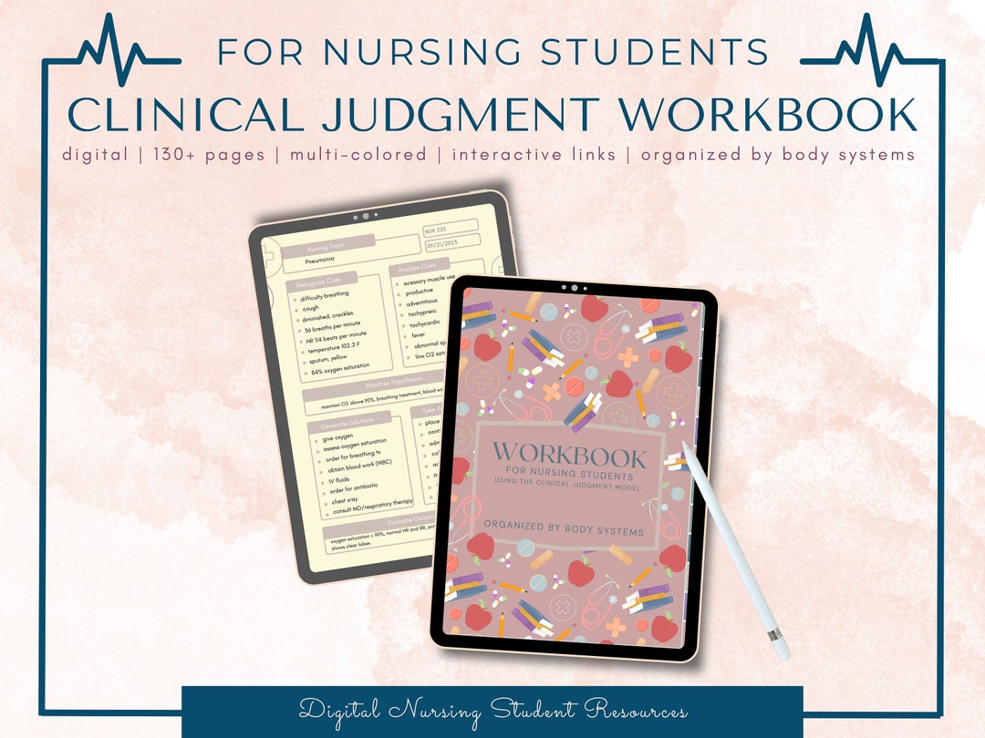 Digital Nursing School Student Clinical Judgment Workbook | 130+ Pages ...