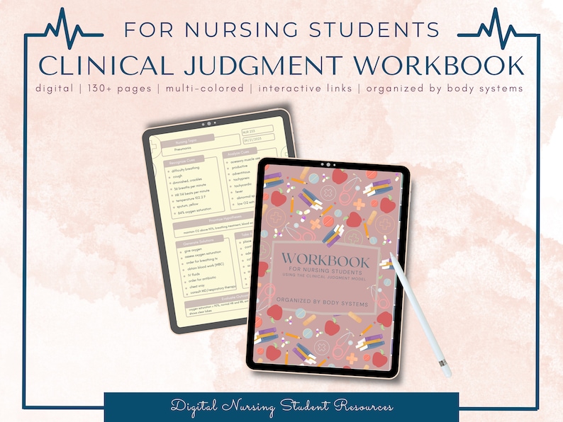 Digital Nursing School Student Clinical Judgment Workbook | 130+ Pages ...