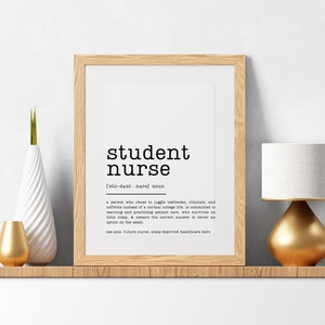 Student Nurse Definition Print | Student Nurse Gift | Nursing School ...