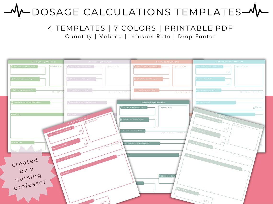 Dosage Calculation Nursing Templates | Nursing Math Worksheets ...