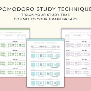 Pomodoro Study Note Template Worksheet | Digital Printable PDF | 7 ...