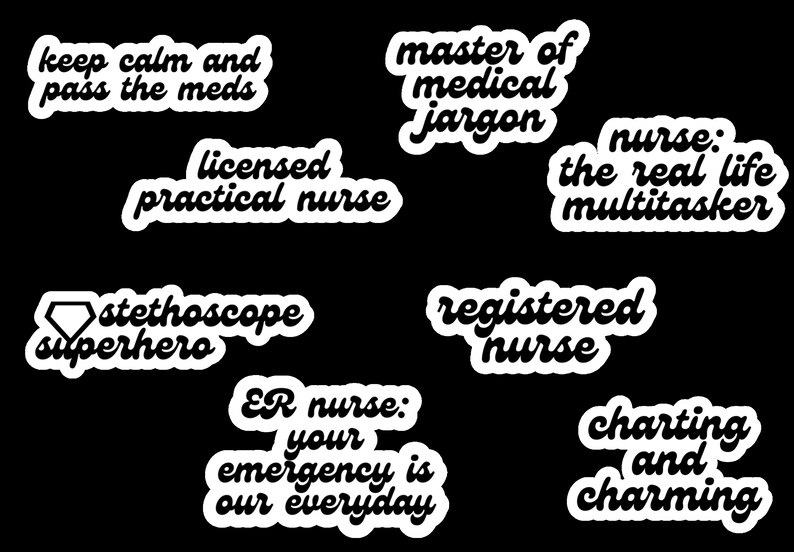 Nursing Sticker Sheet for Nurses With Sassy Statements and Nurse Roles ...
